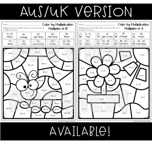 Spring Multiplication Color by Code Number NO PREP Coloring Worksheets ...