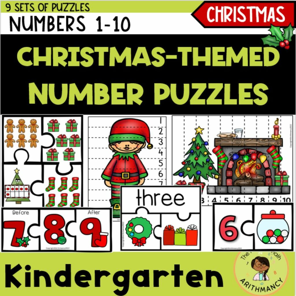 CHRISTMAS-THEMED MATH PUZZLES | NUMBERS 1-10 | NUMBER SENSE | MATH ...