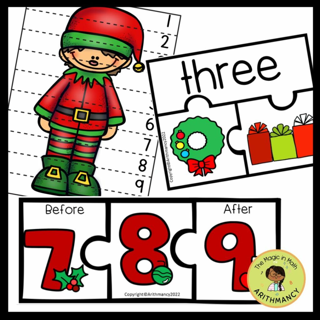 CHRISTMAS-THEMED MATH PUZZLES | NUMBERS 1-10 | NUMBER SENSE | MATH ...