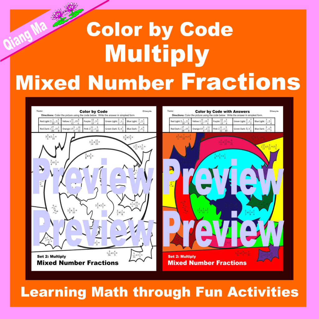 Halloween Color by Code: Multiply Mixed Number Fractions | Made By Teachers
