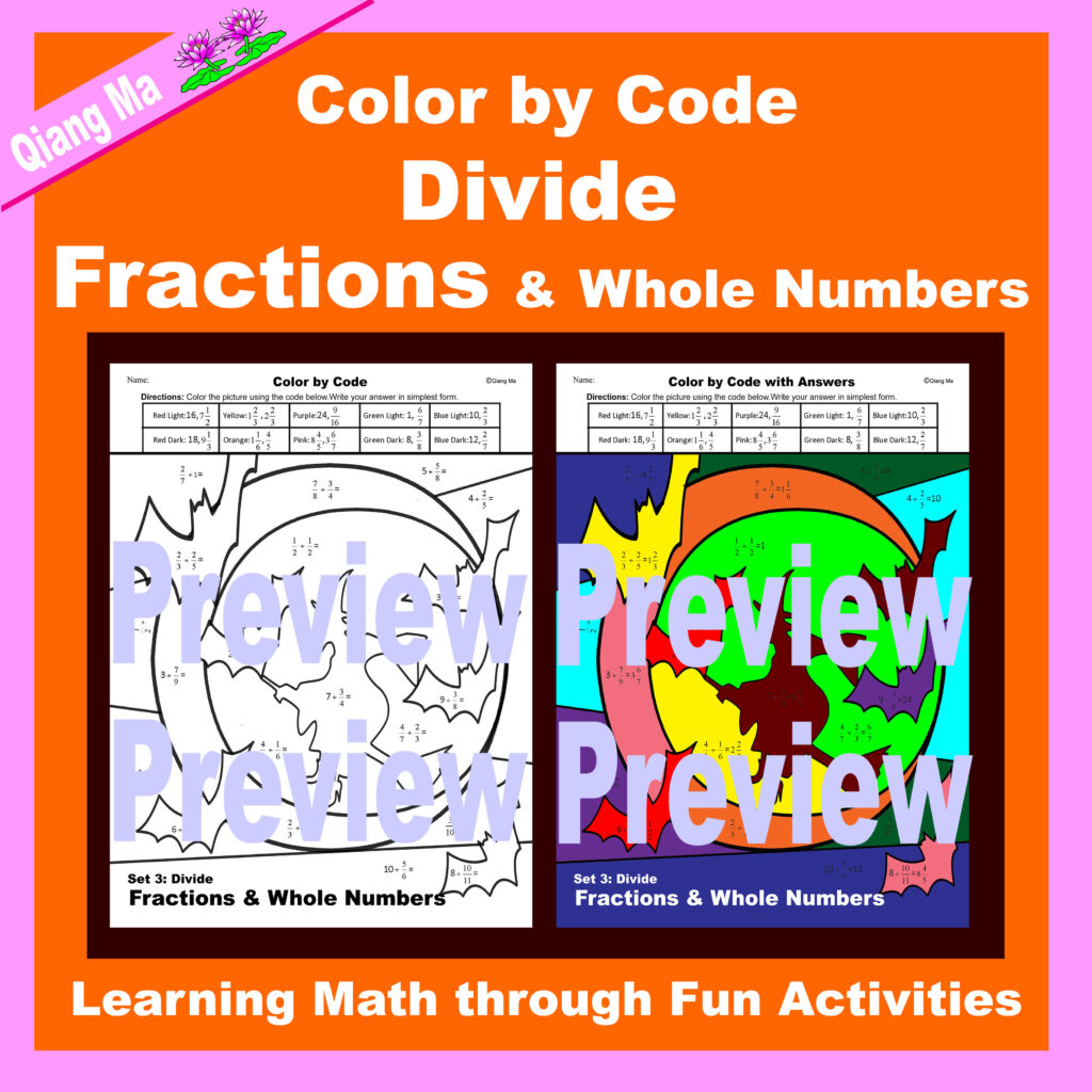 Halloween Color by Code: Divide Fractions and Whole Numbers | Made By ...