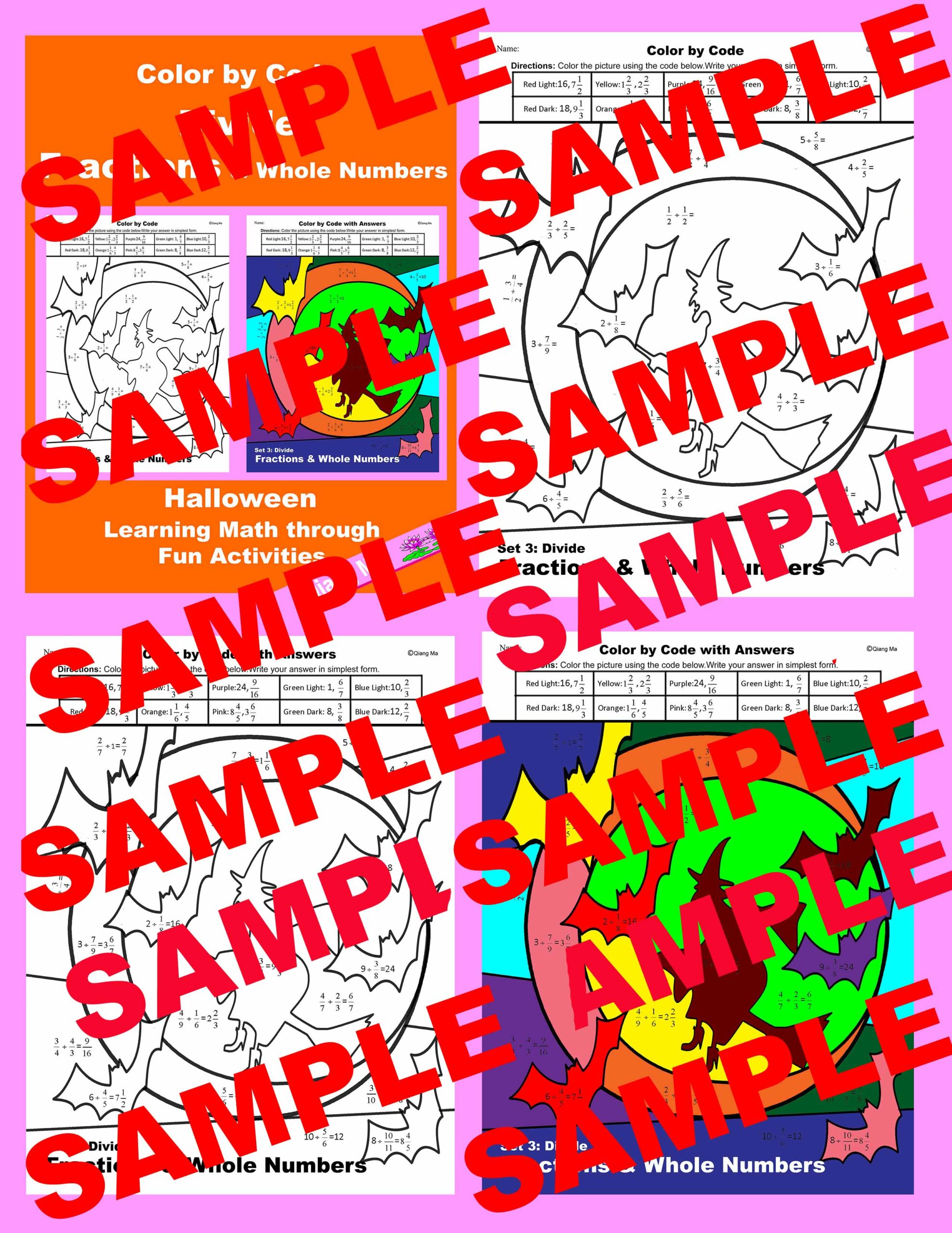 Halloween Color by Code: Divide Fractions and Whole Numbers | Made By ...