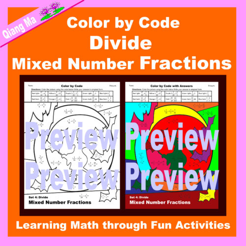 Halloween Color by Code: Divide Mixed Number Fractions | Made By Teachers