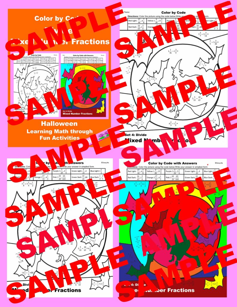 Halloween Color by Code: Divide Mixed Number Fractions | Made By Teachers