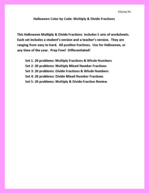 Halloween Color by Code: Multiply and Divide Fractions 5 in 1 | Made By ...