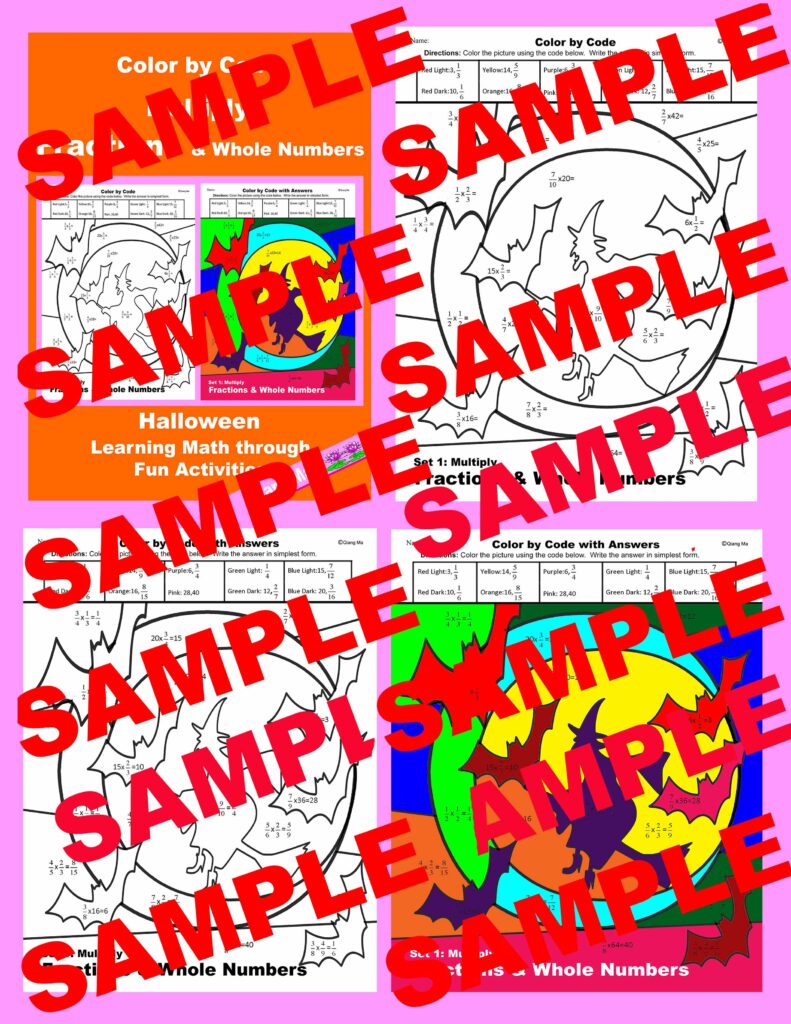 Halloween Color by Code: Multiply and Divide Fractions 5 in 1 | Made By ...