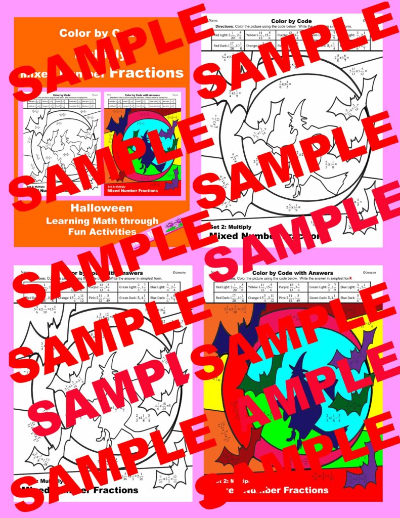 Halloween Color by Code: Multiply and Divide Fractions 5 in 1 | Made By ...