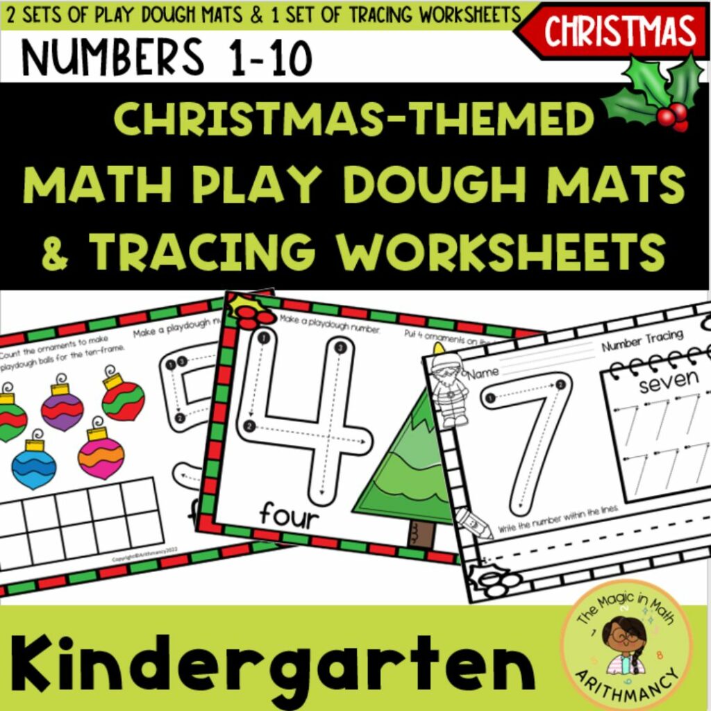 CHRISTMAS PLAYDOUGH NUMBER MATS CENTERS ACTIVITY NUMBER FORMATION ...