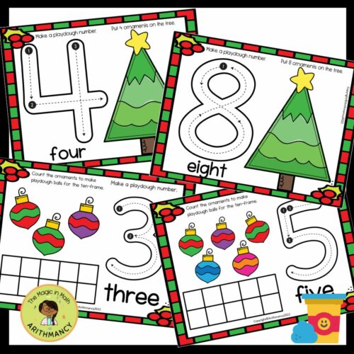 CHRISTMAS PLAYDOUGH NUMBER MATS CENTERS ACTIVITY NUMBER FORMATION ...