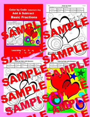 Valentine Color by Code: Add and Subtract Basic Fractions | Made By ...