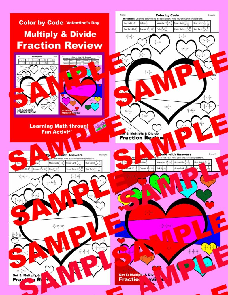 Valentine Color by Code: Multiple and Divide Fraction Review - Made By ...