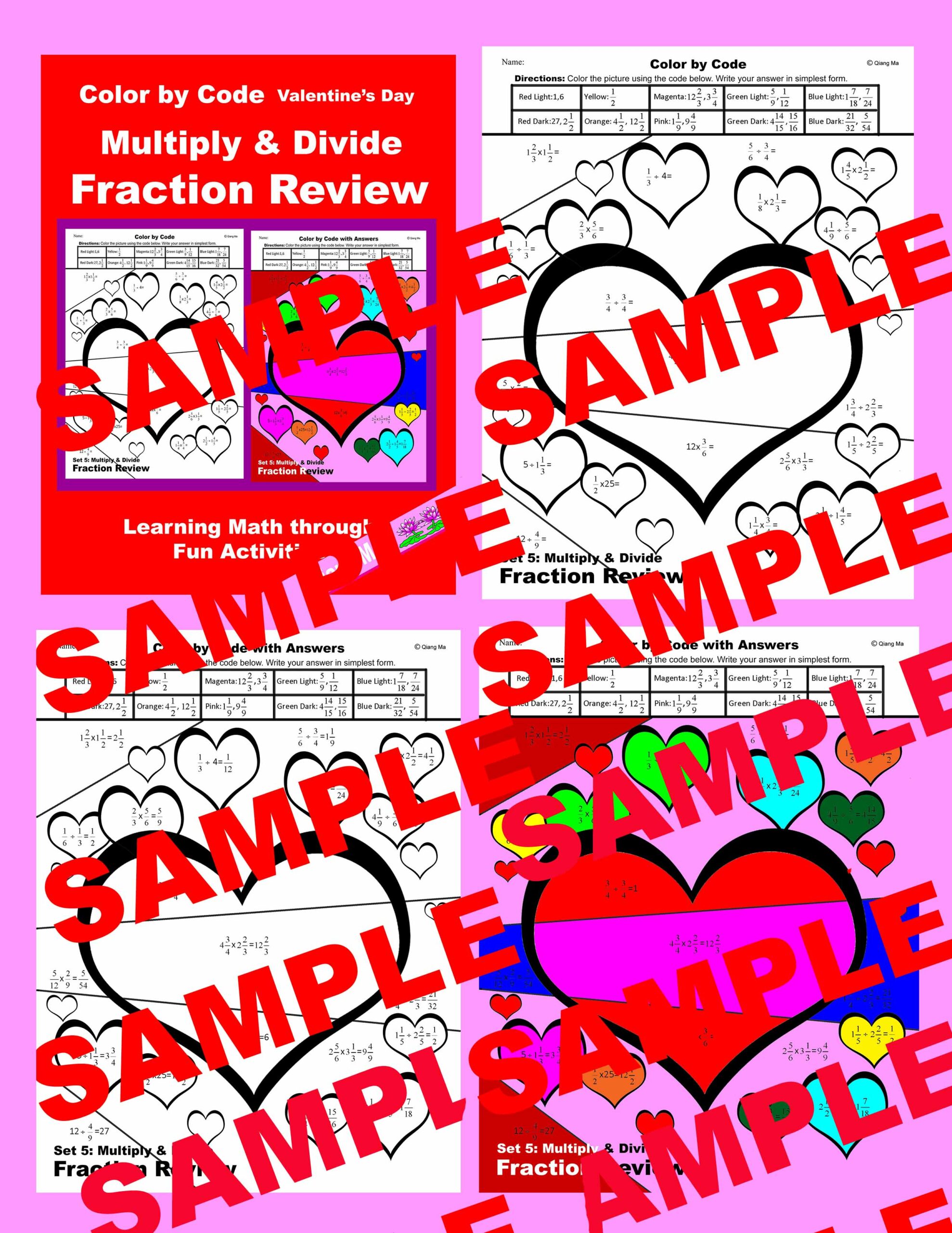 Valentine Color by Code: Multiple and Divide Fraction Review | Made By ...