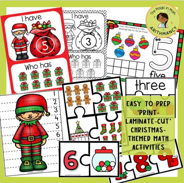 CHRISTMAS-THEMED MATH BUNDLE NUMBERS 1-10 KINDERGARTEN MATH CENTER ...