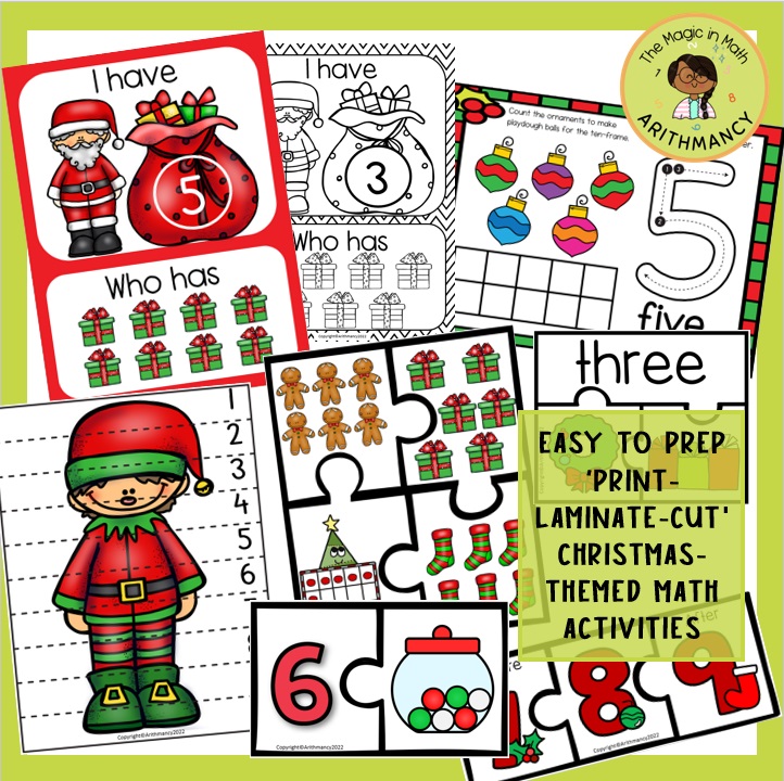 CHRISTMAS-THEMED MATH BUNDLE NUMBERS 1-10 KINDERGARTEN MATH CENTER ...