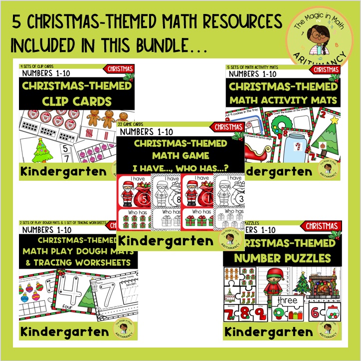 CHRISTMAS-THEMED MATH BUNDLE NUMBERS 1-10 KINDERGARTEN MATH CENTER ...