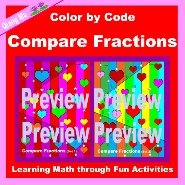 Valentine Color by Code: Compare Fractions | Made By Teachers