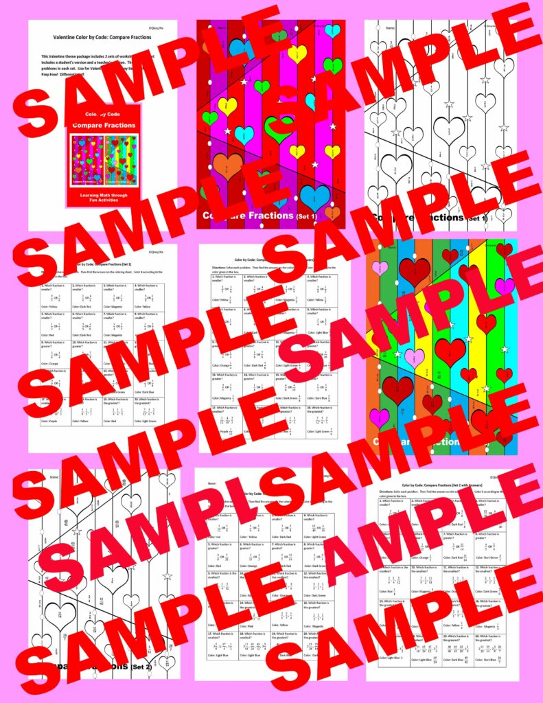 Valentine Color by Code: Compare Fractions | Made By Teachers
