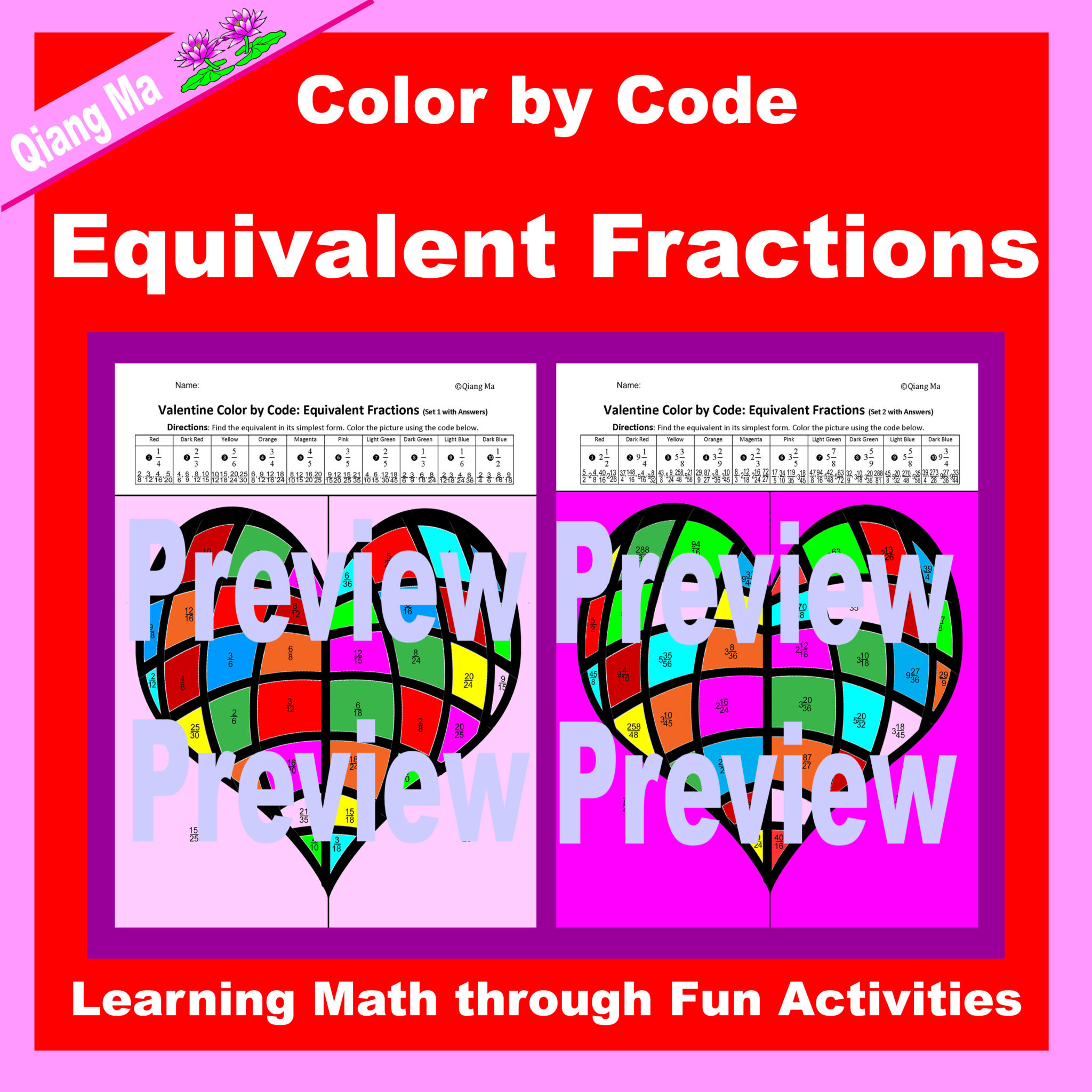 Valentine Color by Code: Equivalent Fractions | Made By Teachers