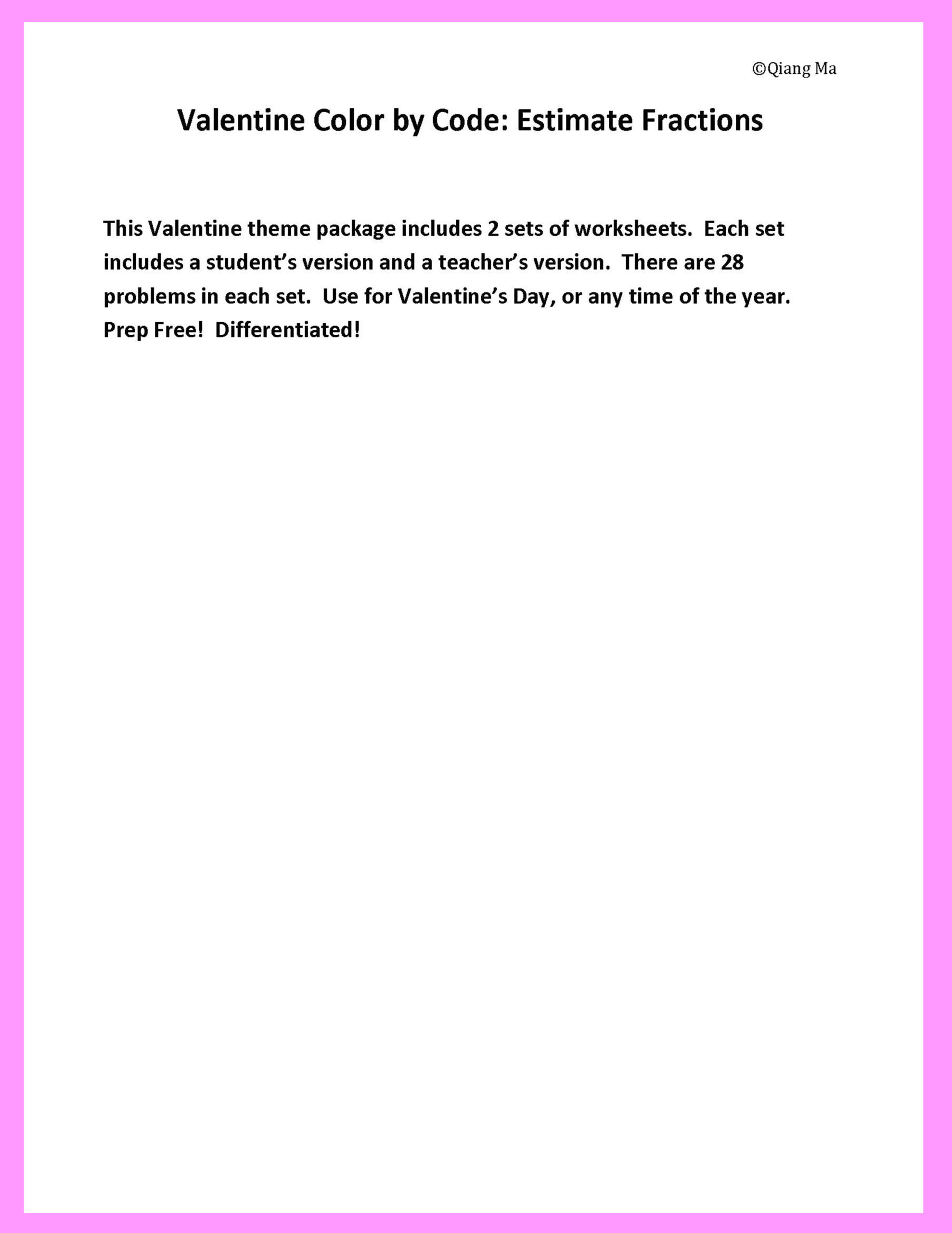 Valentine Color by Code: Estimate Fractions | Made By Teachers