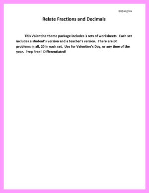 Valentine Color by Code: Relate Fractions and Decimals - Made By Teachers