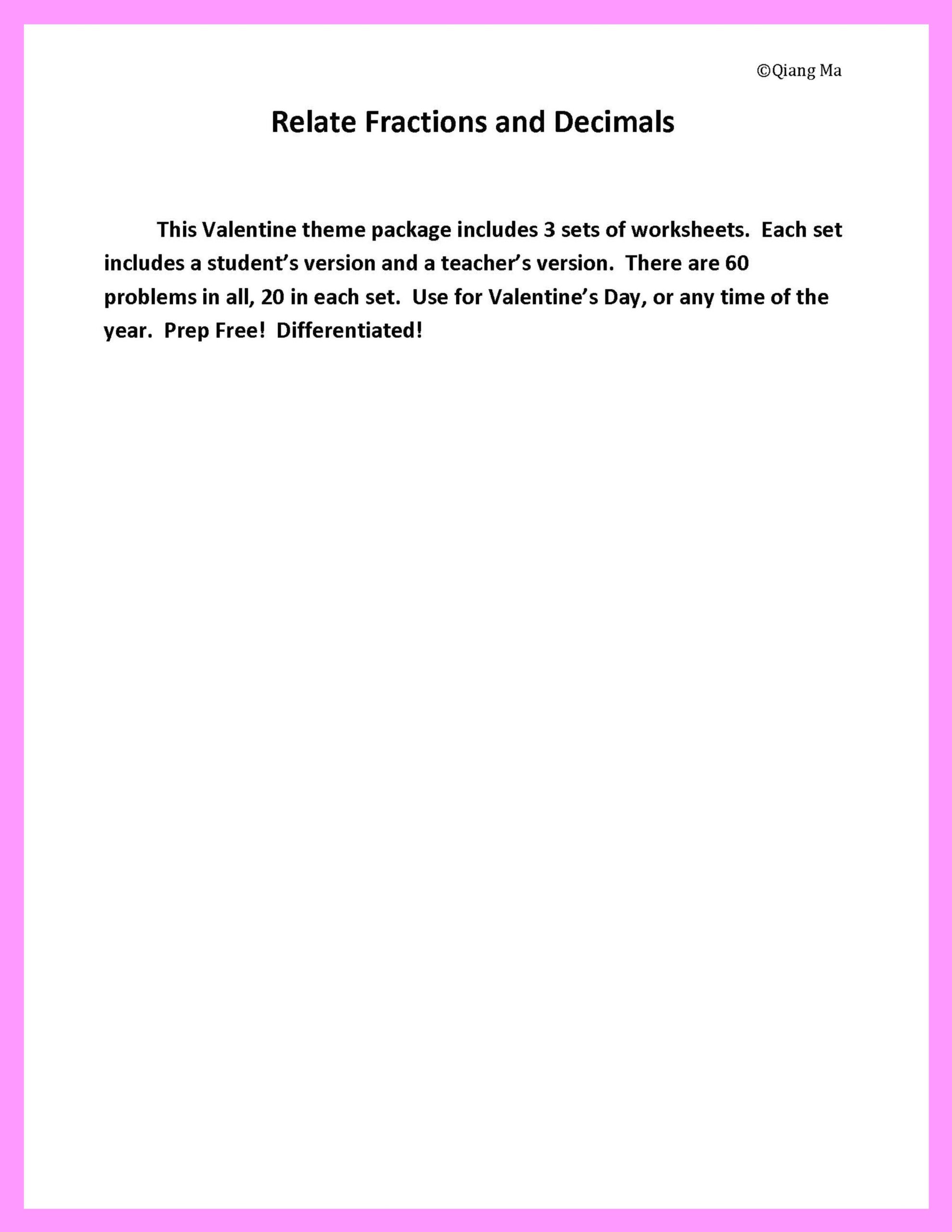 Valentine Color by Code: Relate Fractions and Decimals | Made By Teachers