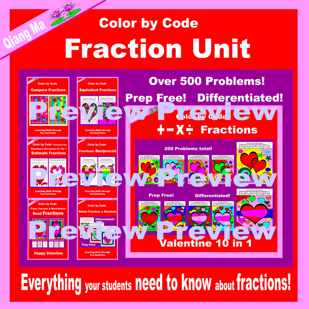 Valentine Color by Code: Fraction Unit | Made By Teachers
