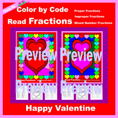 Valentine Color by Code: Read Fractions | Made By Teachers