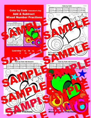 Valentine Color by Code: Add and Subtract Fractions 5 in 1 | Made By ...