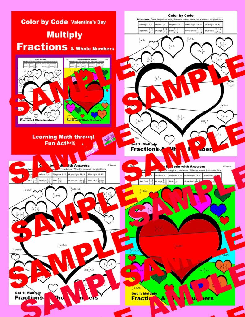 Valentine Color by Code: Multiply and Divide Fractions 5 in 1 | Made By ...