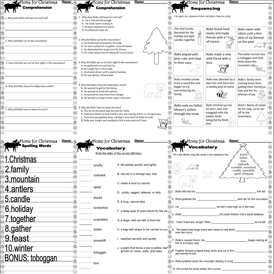 Home for Christmas Jan Brett Reading Comprehension Book Study Companion ...