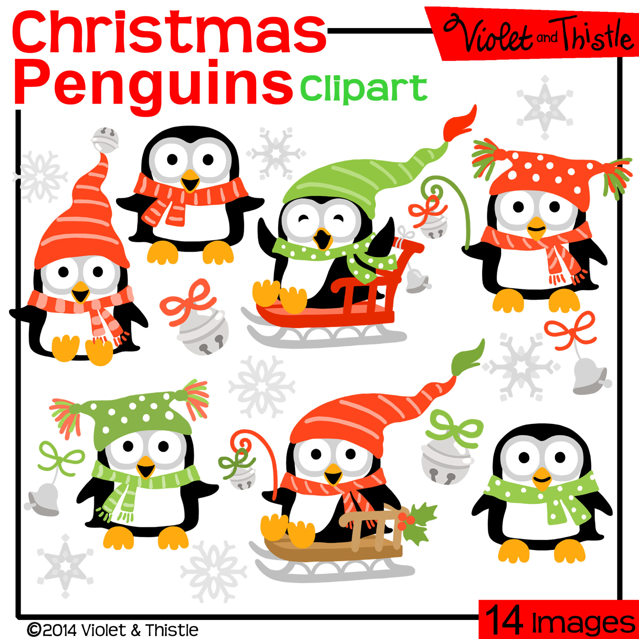 Christmas Penguins Clipart Penguin on Sled Sleigh Clip Art Jingle Bells ...