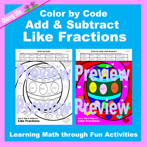 Easter Color by Code: Add and Subtract Like Fractions | Made By Teachers