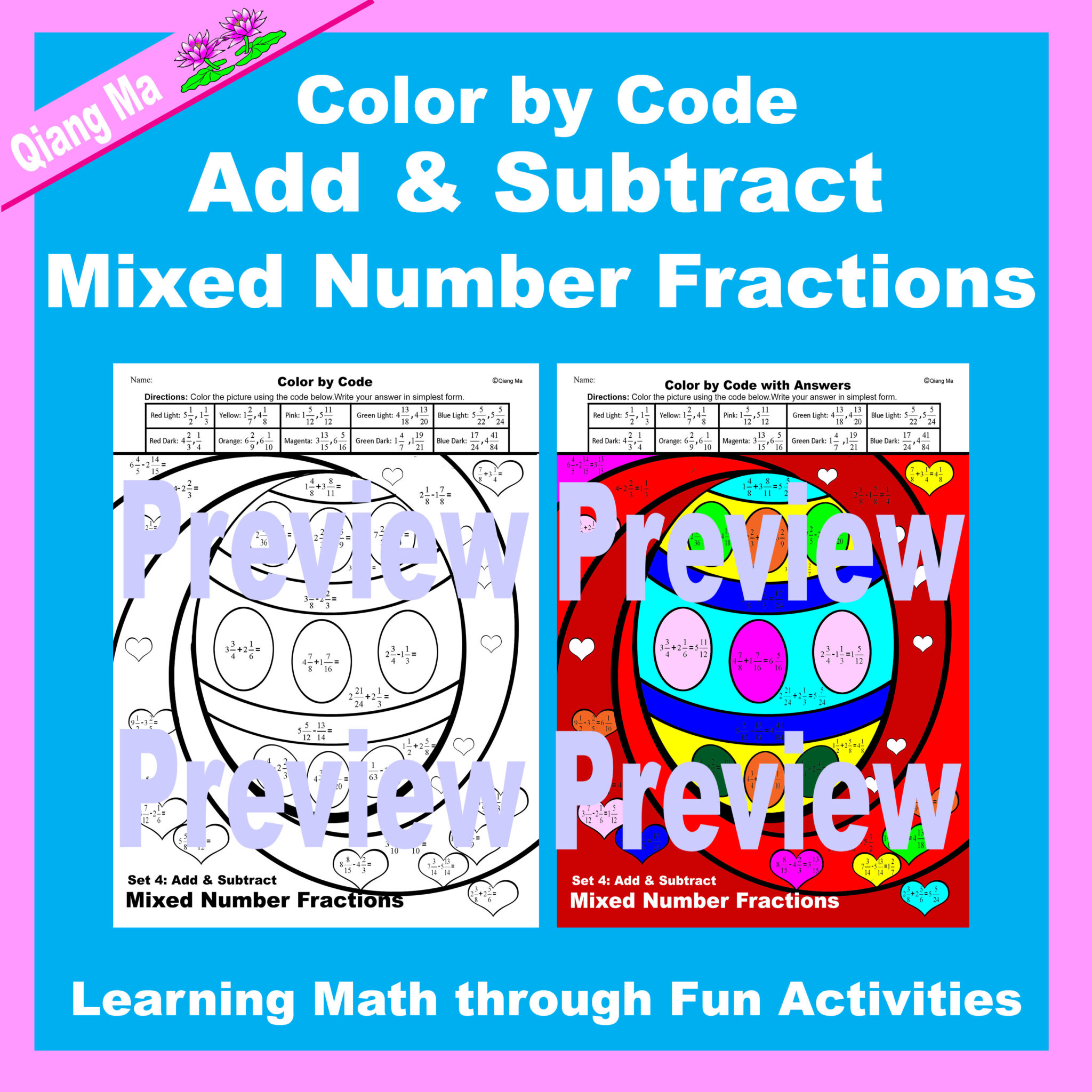 Easter Color By Code Fractions Add Subtract Multiply And Divide 10 easter-color-by-code-fractions-add-subtract-multiply-and-divide-10