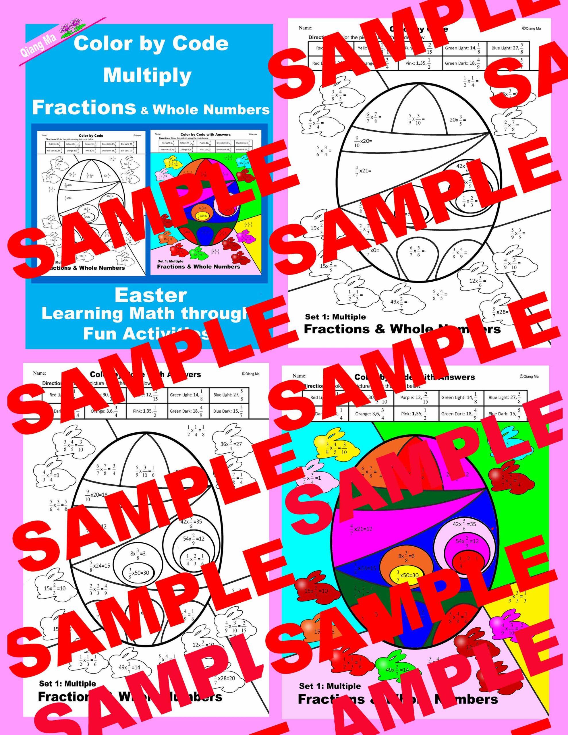 Easter Color by Code: Multiply Fractions and Whole Numbers | Made By ...