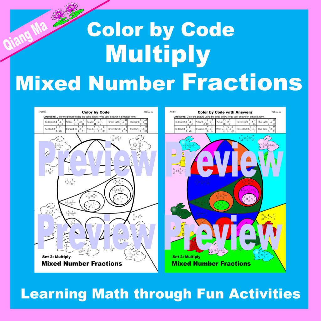 Easter Color by Code: Multiply Mixed Number Fractions | Made By Teachers