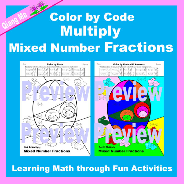 Easter Color by Code: Multiply Mixed Number Fractions | Made By Teachers