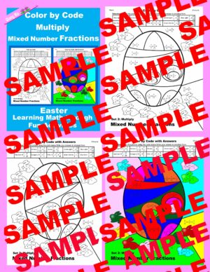 Easter Color by Code: Multiply Mixed Number Fractions | Made By Teachers
