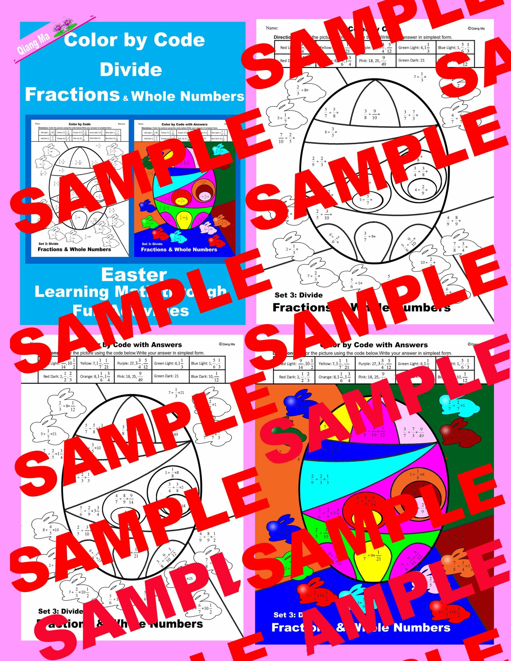 Easter Color by Code: Divide Fractions and Whole Numbers | Made By Teachers