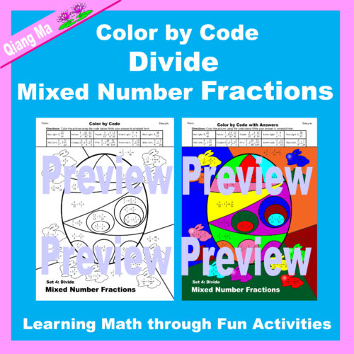 Easter Color by Code: Divide Mixed Number Fractions | Made By Teachers