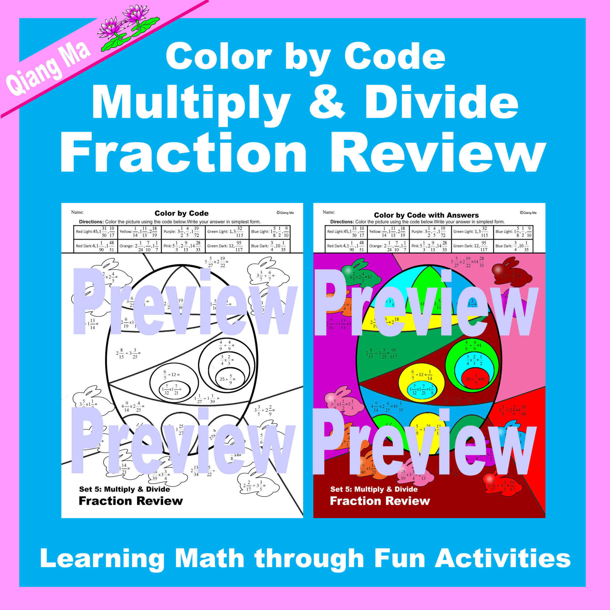 Easter Color by Code: Multiple and Divide Fraction Review | Made By ...