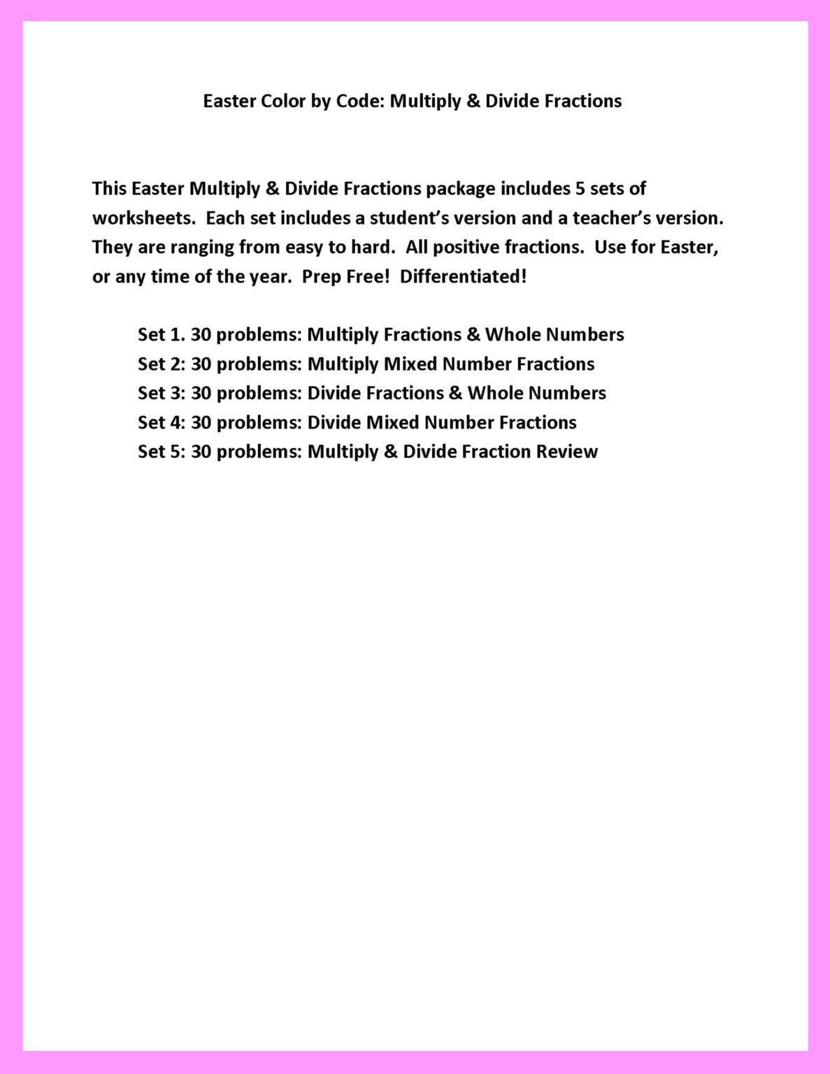 Easter Color by Code: Multiply and Divide Fractions 5 in 1 | Made By ...