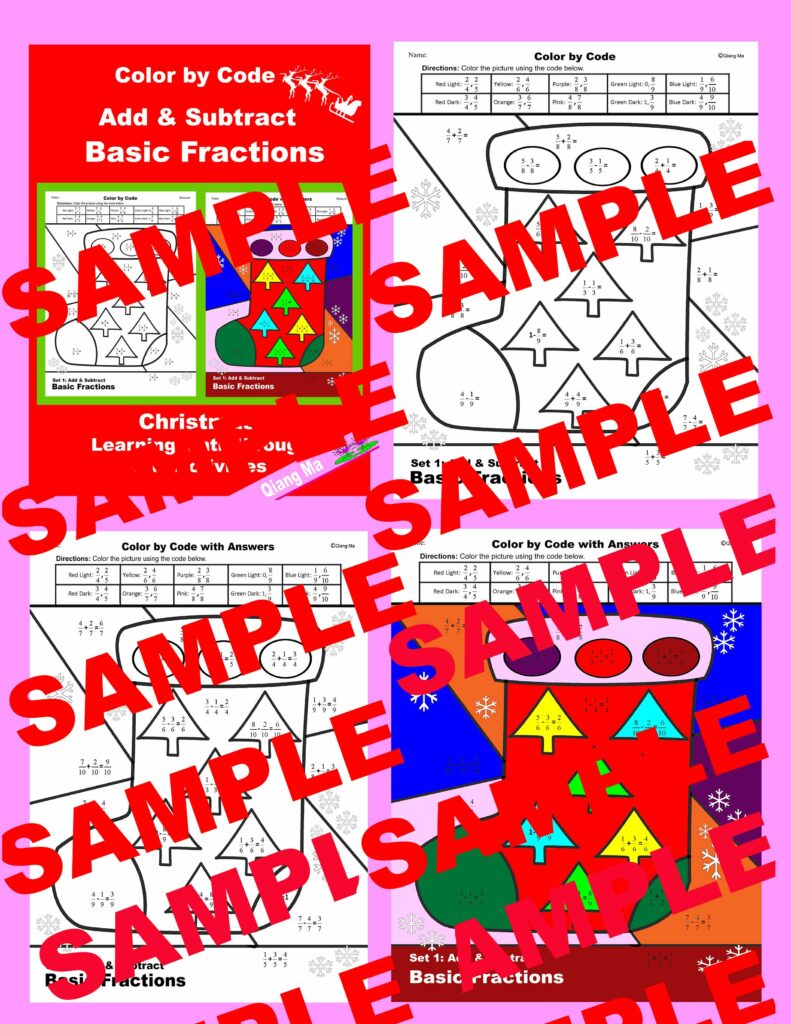 Christmas Color by Code: Add and Subtract Basic Fractions | Made By ...