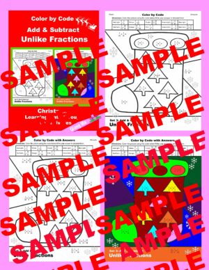 Christmas Color by Code: Add and Subtract Unlike Fractions | Made By ...