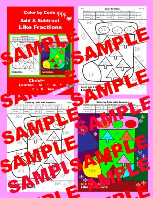Christmas Color by Code: Add and Subtract Like Fractions - Made By Teachers
