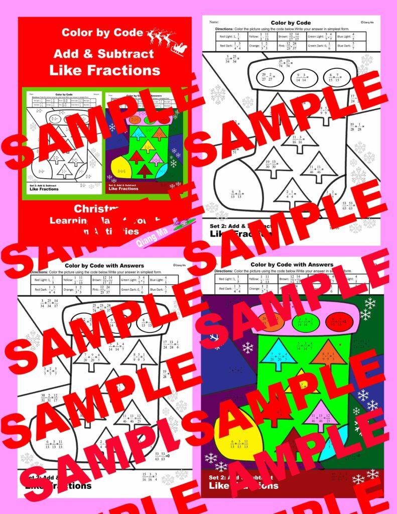 Christmas Color by Code: Add and Subtract Like Fractions | Made By Teachers