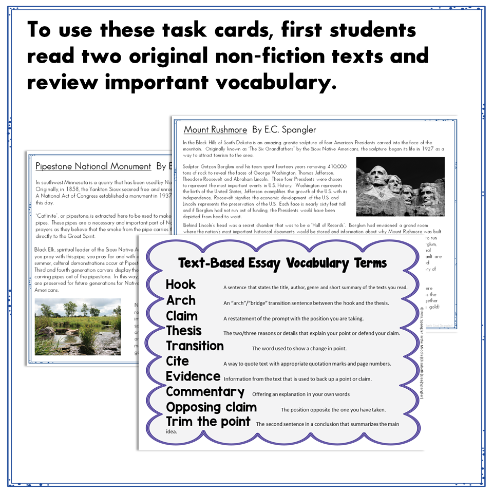 Informative Essay Task Cards | Text Based | Printable AND Digital ...