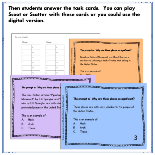 Informative Essay Task Cards | Text Based | Printable AND Digital ...