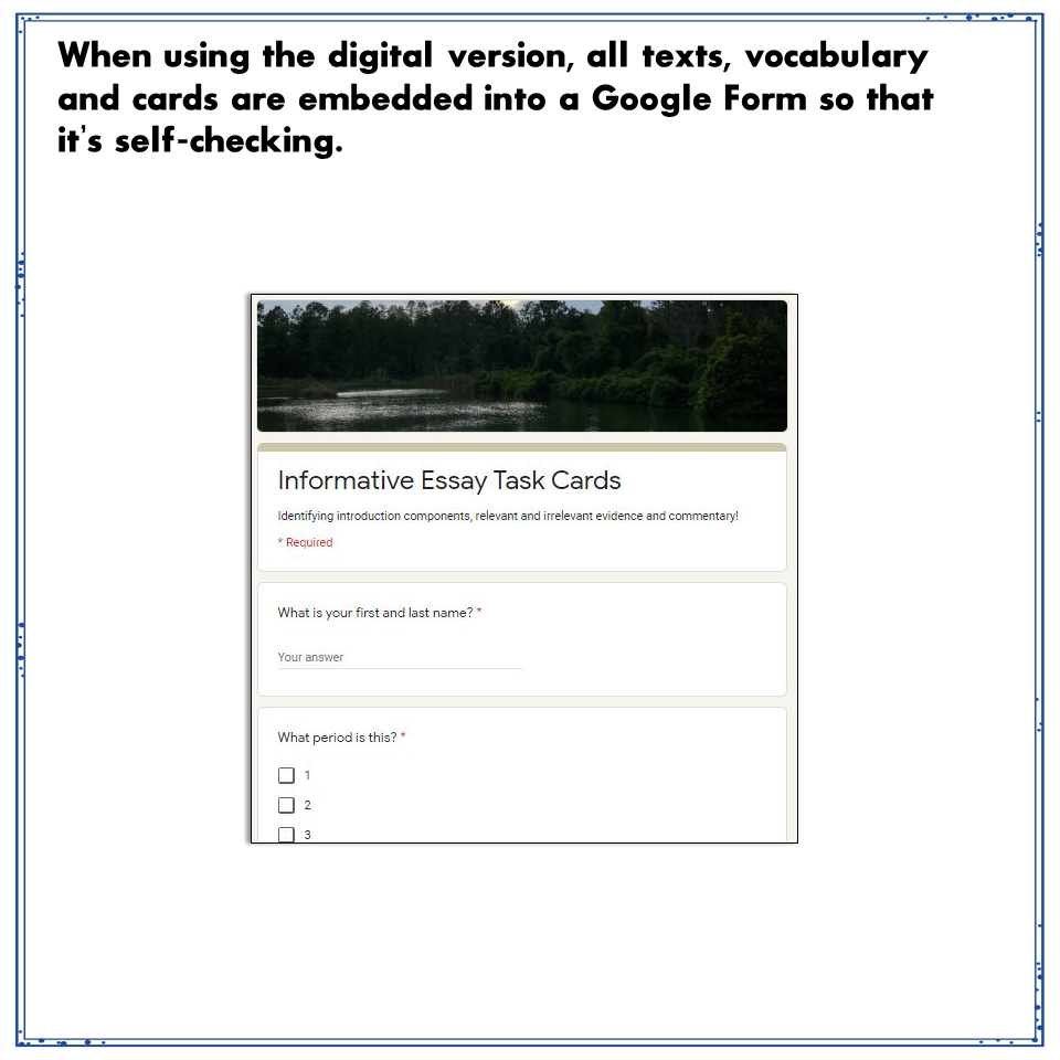 Informative Essay Task Cards | Text Based | Printable AND Digital ...