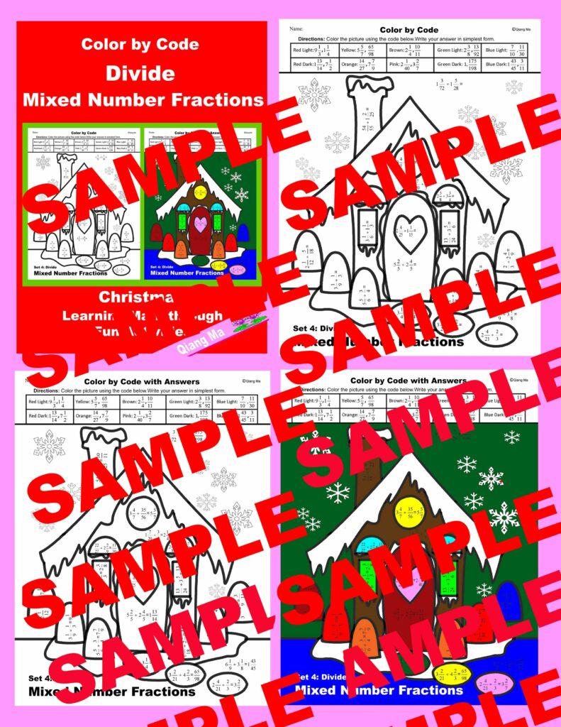 Christmas Color by Code: Divide Mixed Number Fractions | Made By Teachers
