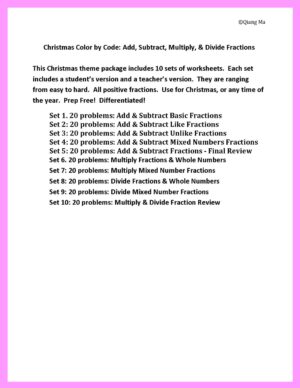 Christmas Color by Code: Multiply and Divide Fractions 5 in 1 - Made By ...